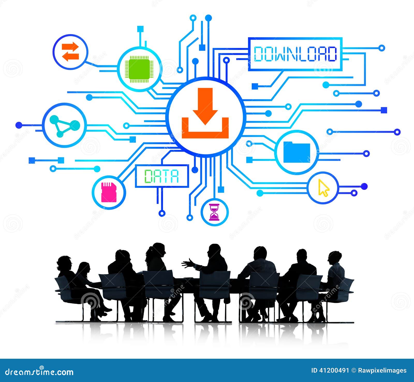 Group of Business People Discussing Data Transfer Stock Illustration ...