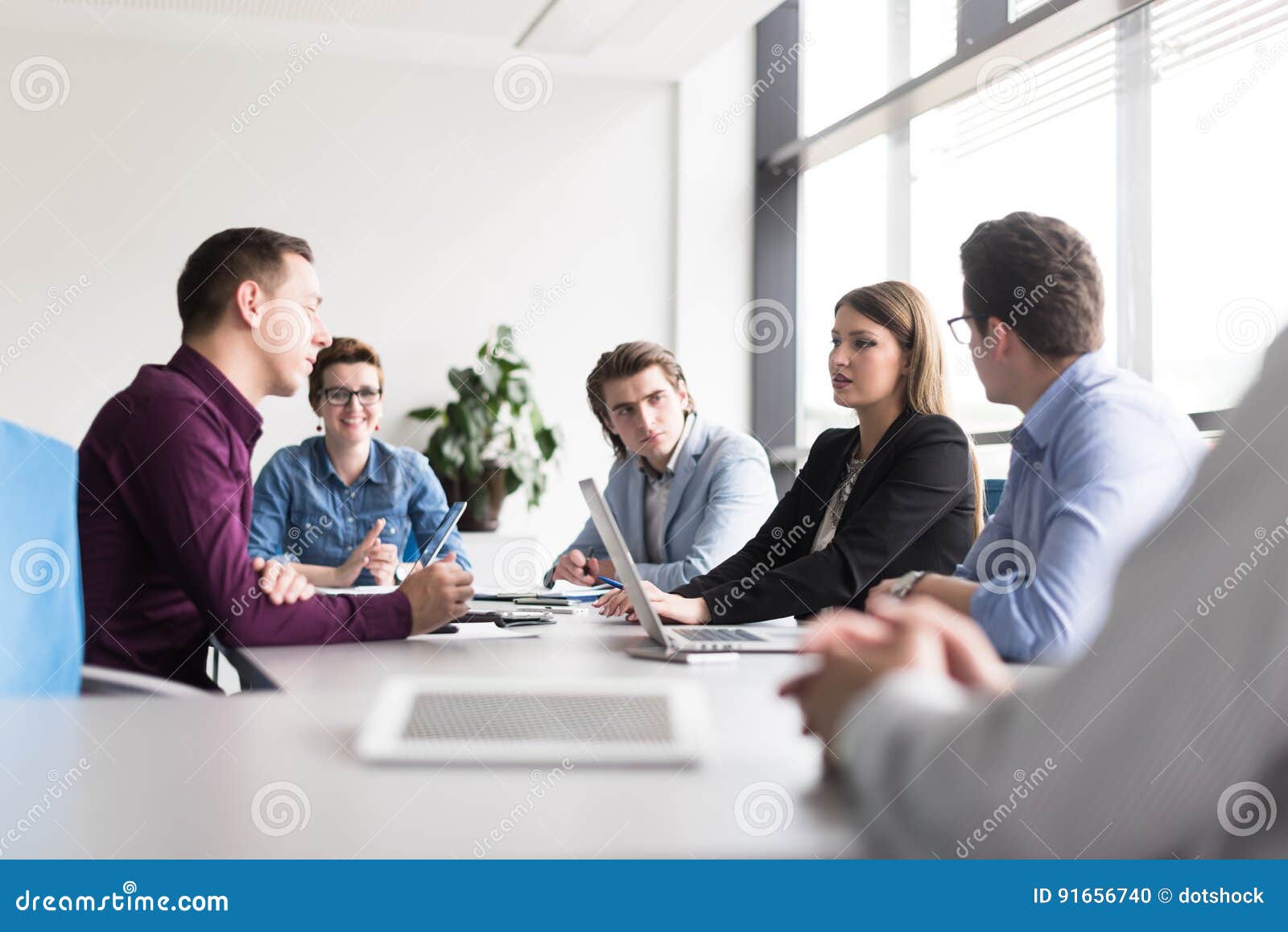 Business Team at a Meeting at Modern Office Building Editorial Image ...