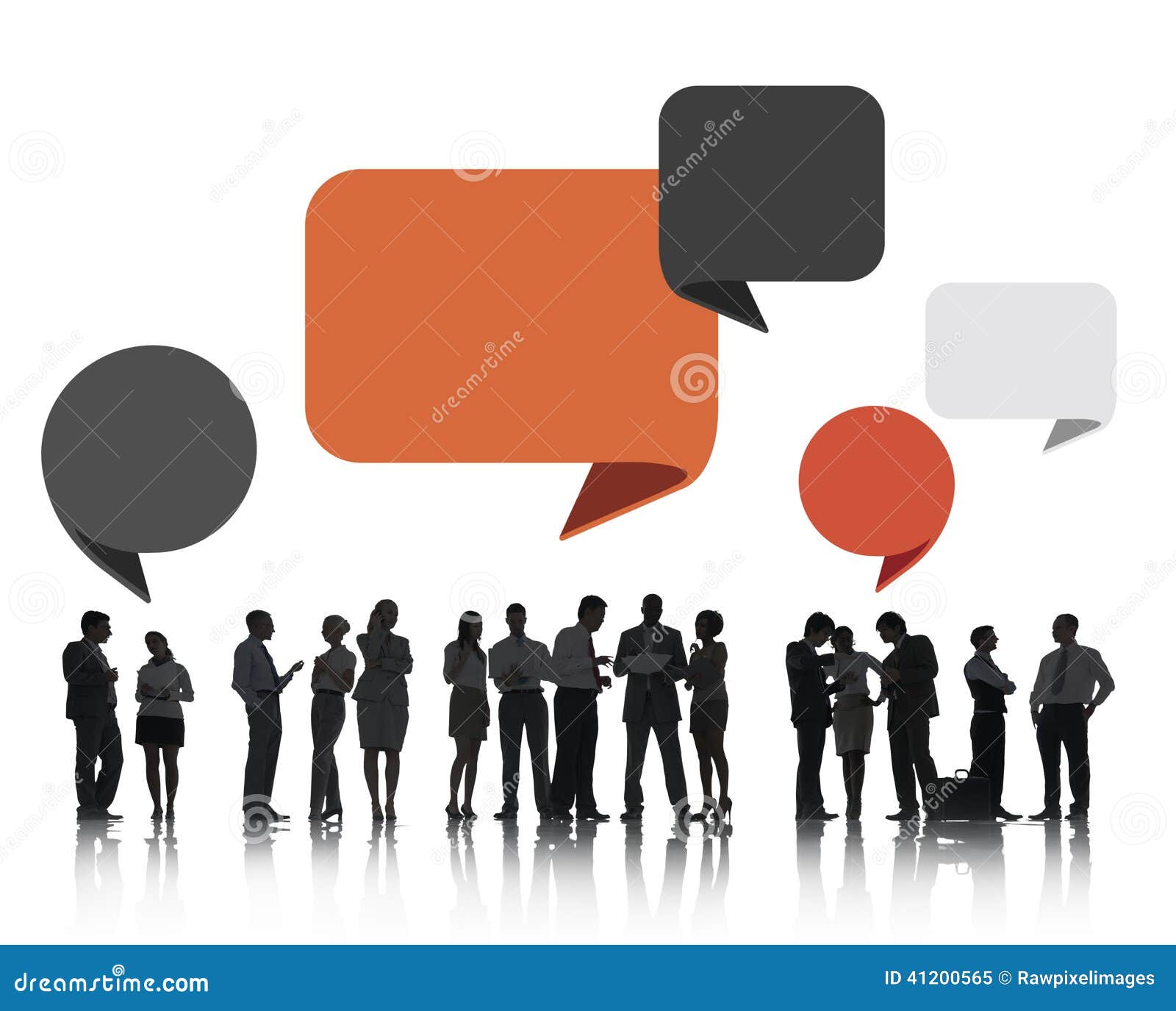 Group of Business People Discussing with Speech Bubbles Stock Image ...
