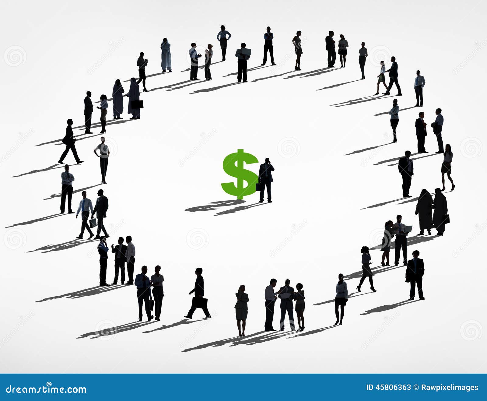 Group of Business People and Dollar Sign Stock Illustration ...