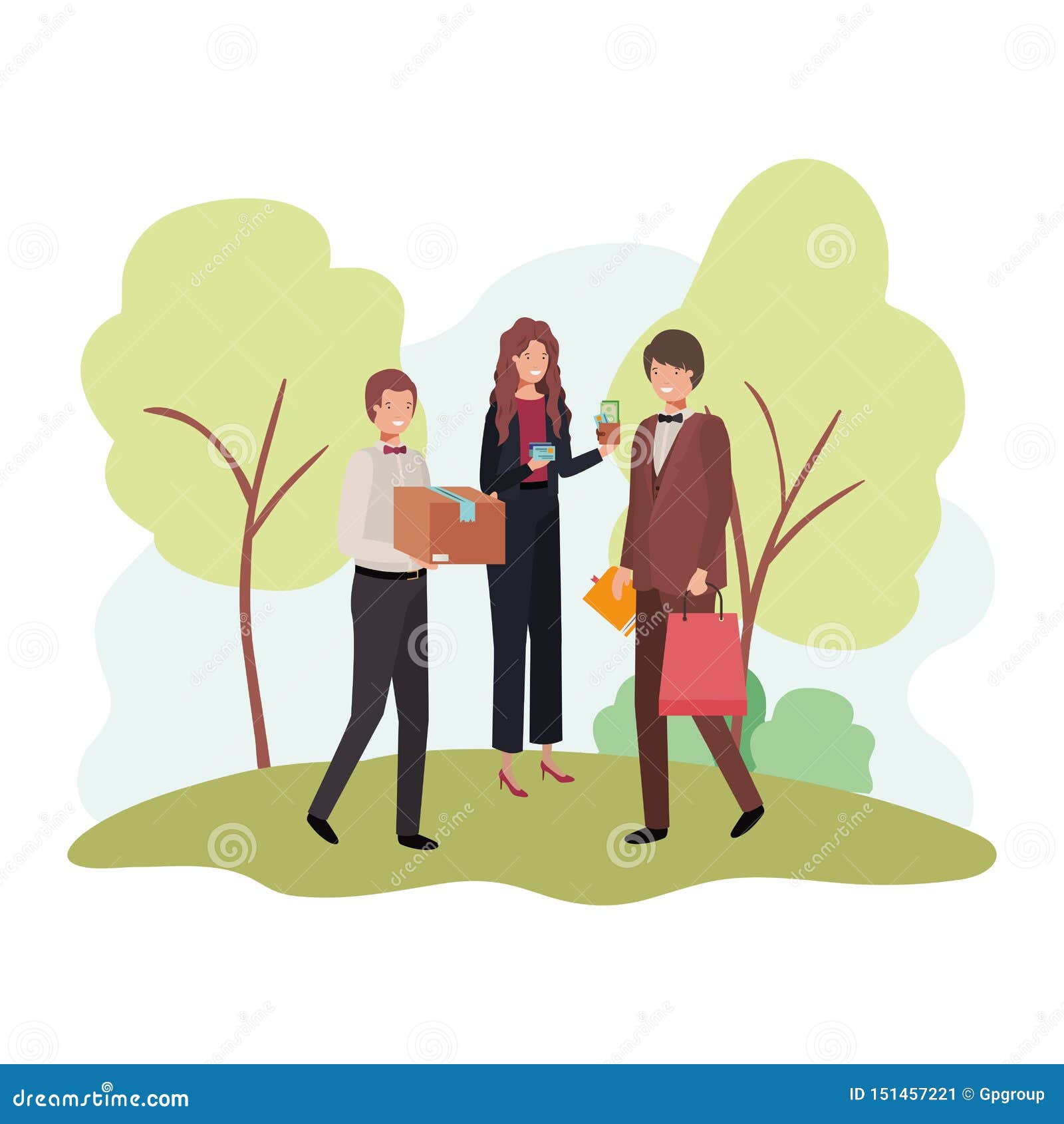 Group Business People with Element in Landscape Stock Vector ...