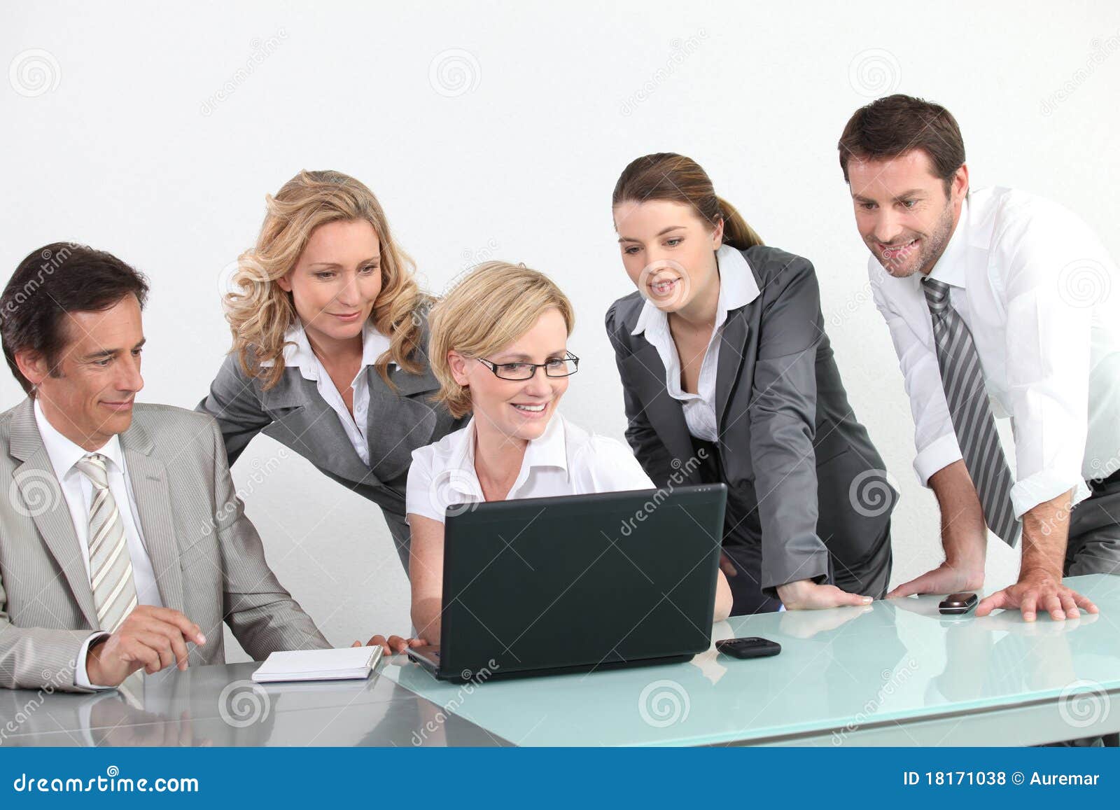 Group of Business People in Front of a Laptop Stock Photo - Image of ...
