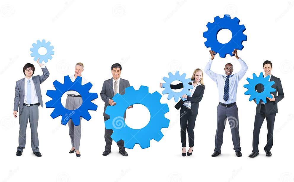 Group of Business People with Gears Stock Image - Image of motivation ...
