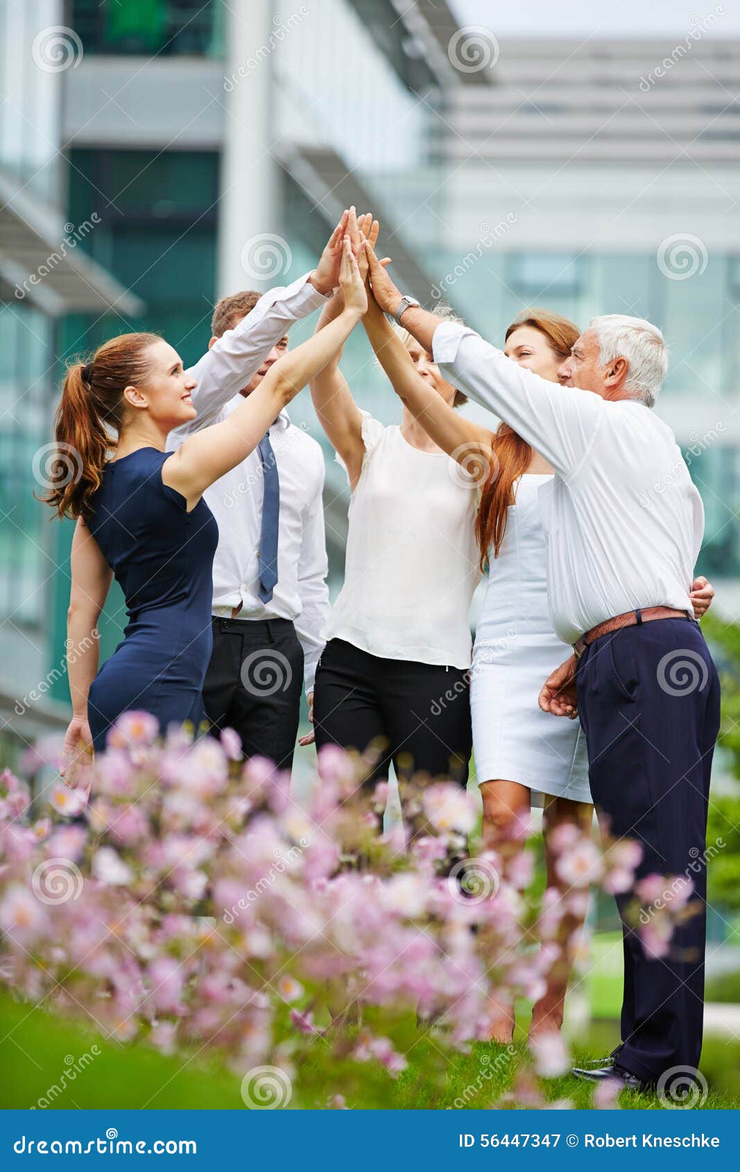 Group of Business People Giving High Five Stock Image - Image of happy ...