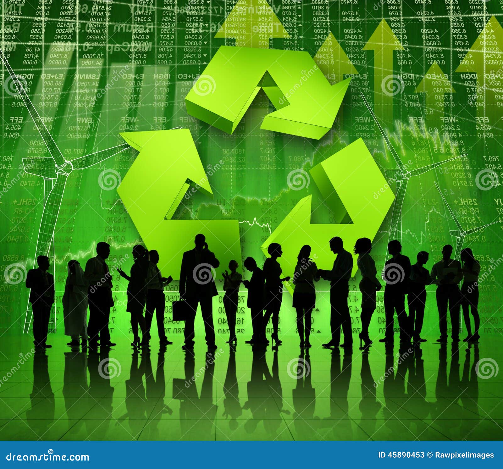 Group of Business People on Green World Economic Stock Image - Image of ...