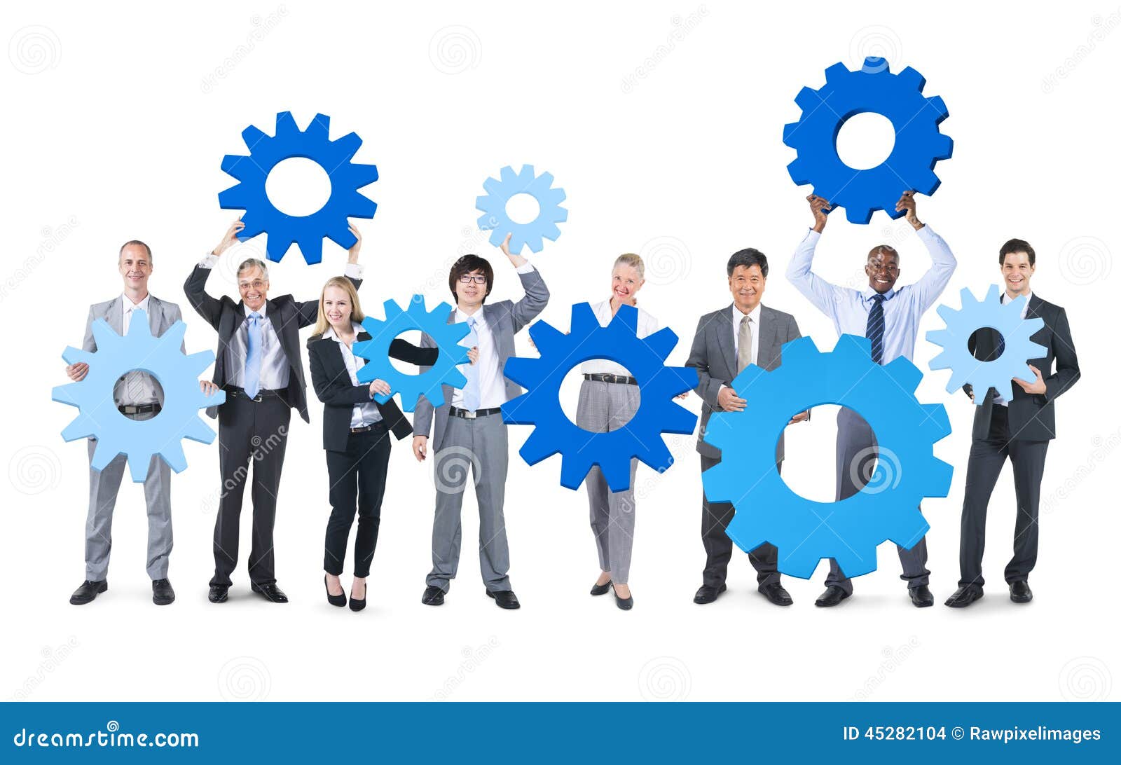 Group of Business People Holding Gear Stock Photo - Image of african ...