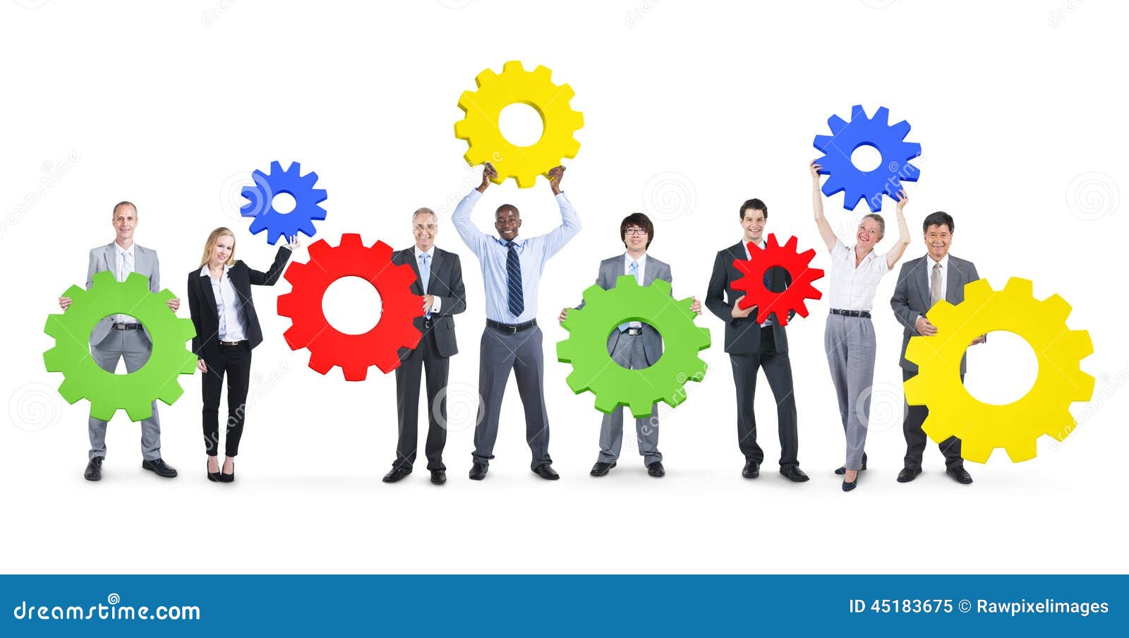 Group of Business People Holding Gear Symbol Stock Image - Image of ...