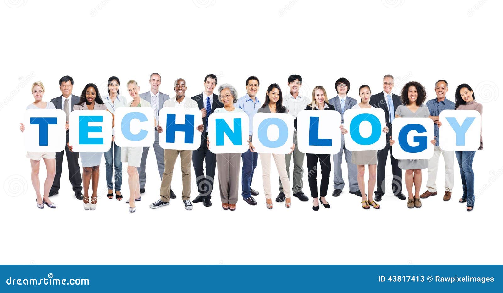 Group of Business People Holding Word Technology Stock Image - Image of ...