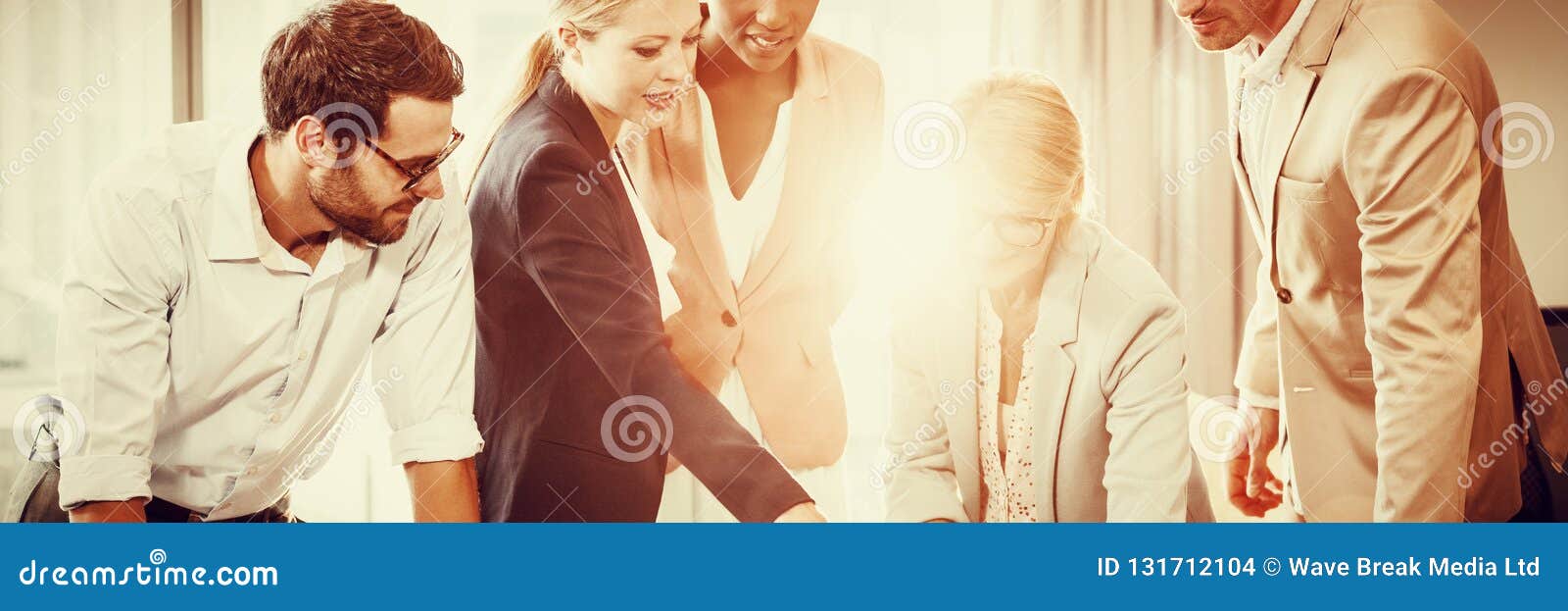 Group of Business People Interacting Using Laptop Stock Photo - Image ...