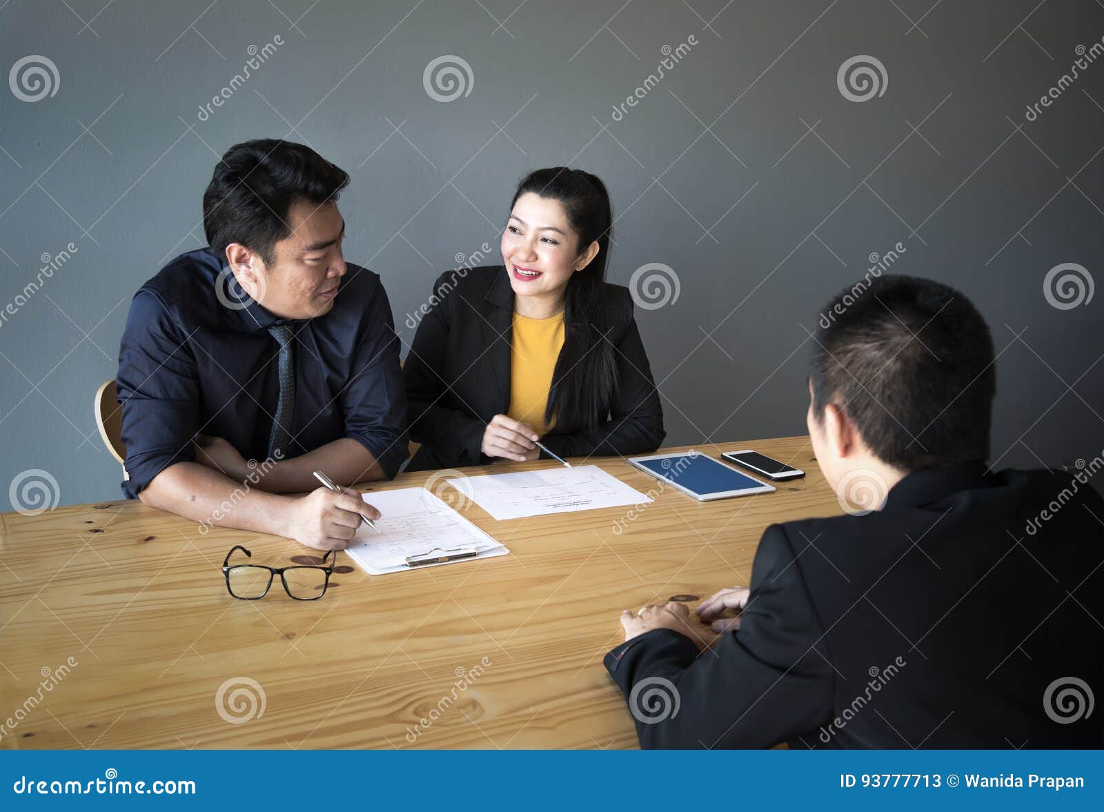 Group of Business People Interviewing Man Stock Image - Image of person ...
