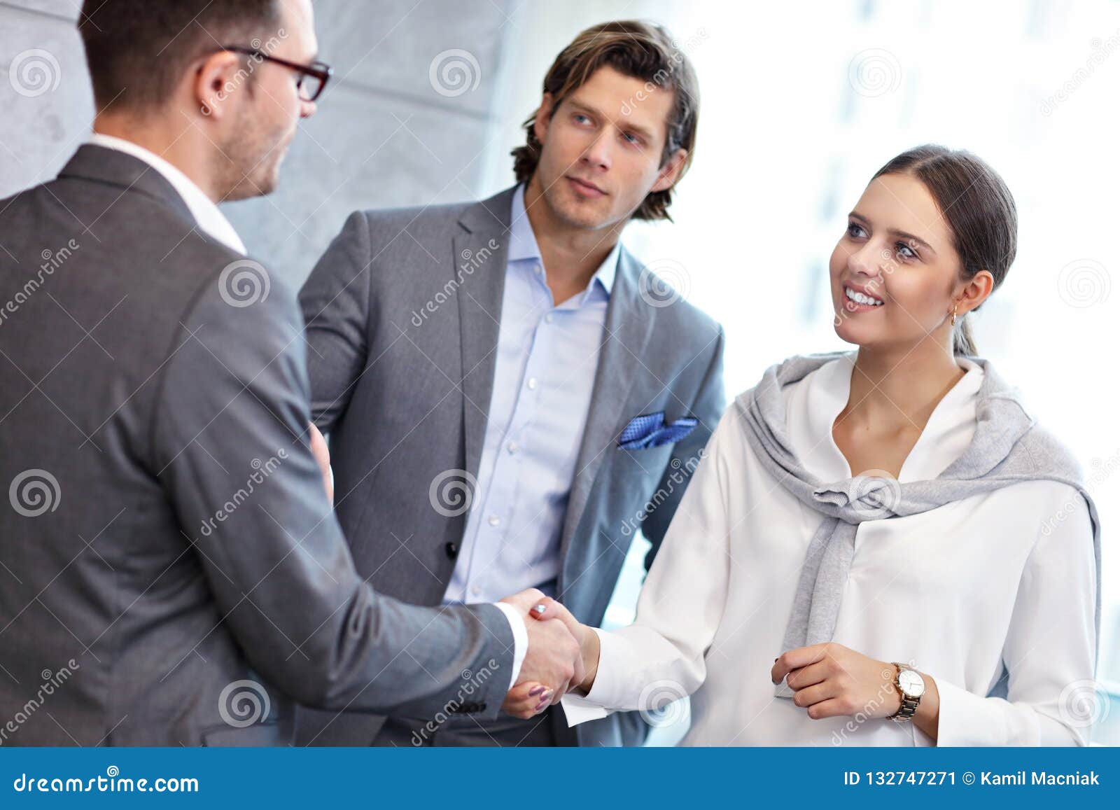 Group of Business People Introducing One Another Stock Image - Image of ...