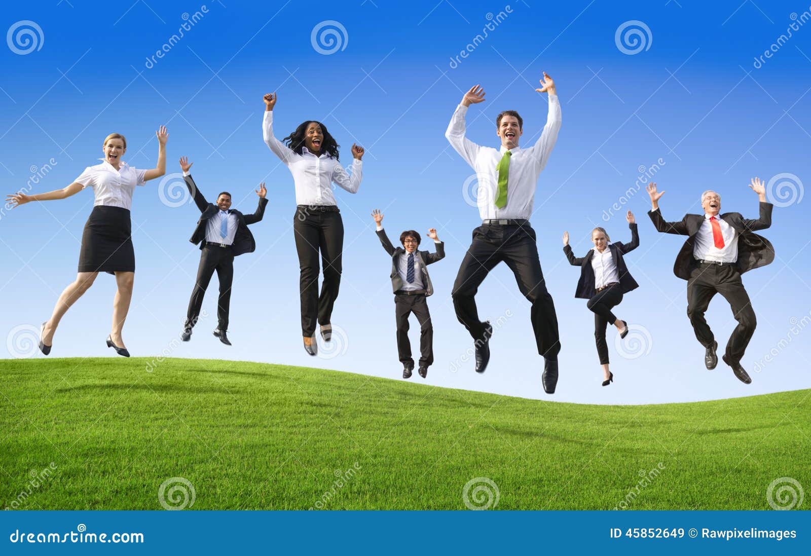 Happy Business People Jumping