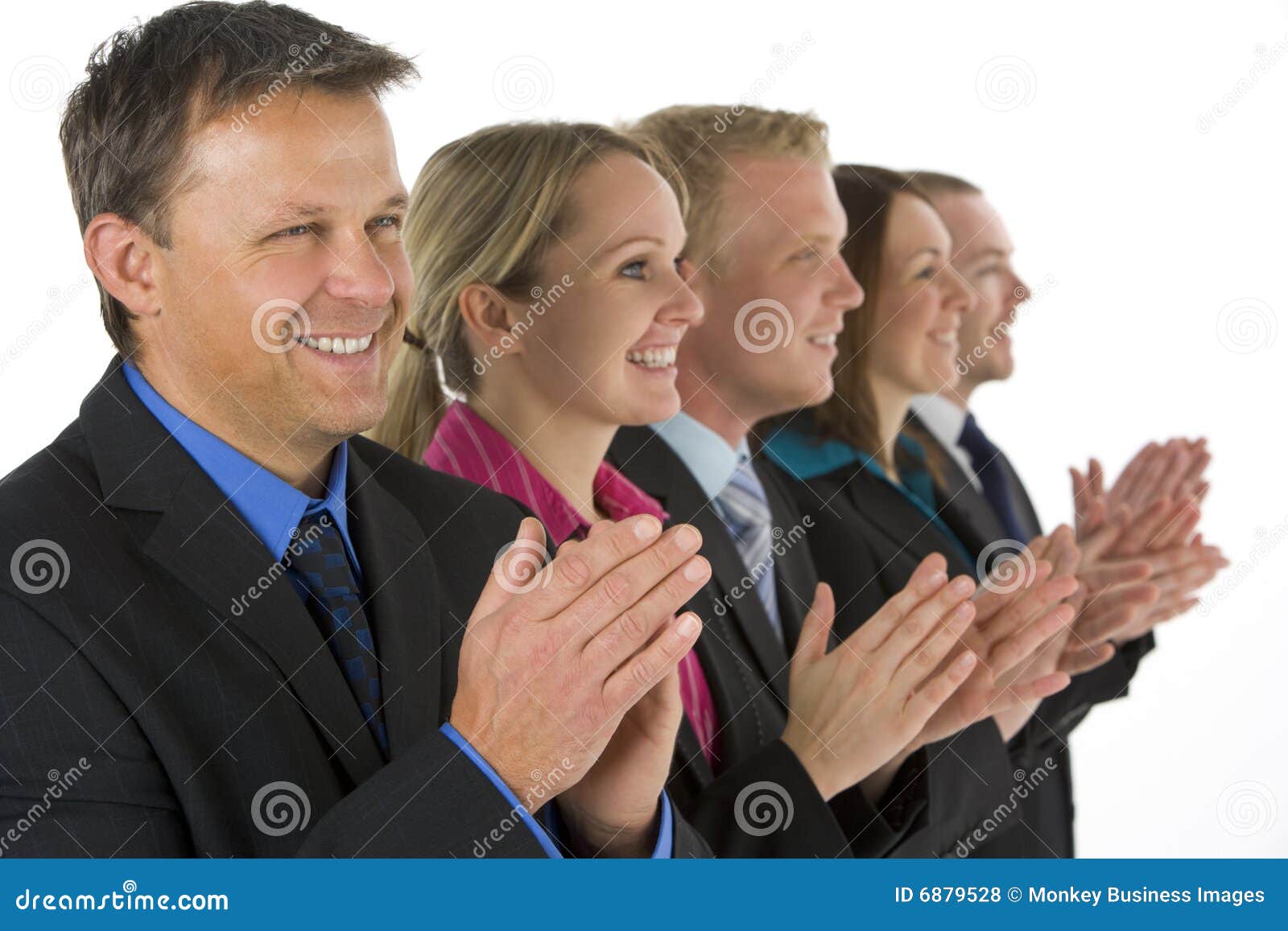 Group of Business People in a Line Applauding Stock Photo - Image of ...