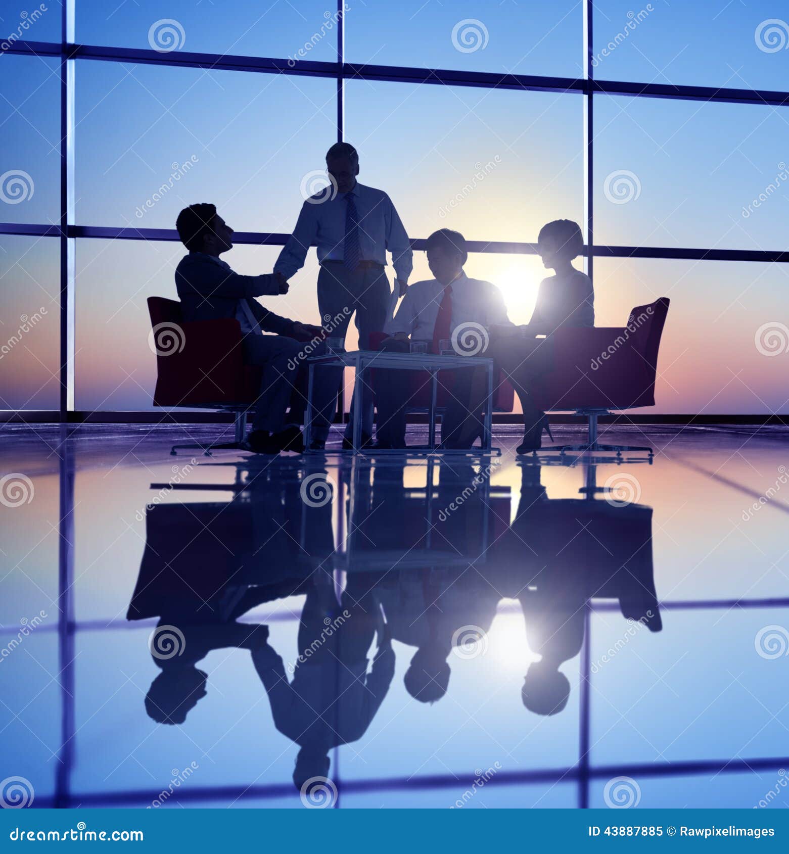 Group of Business People Meeting in Back Lit Stock Image - Image of ...