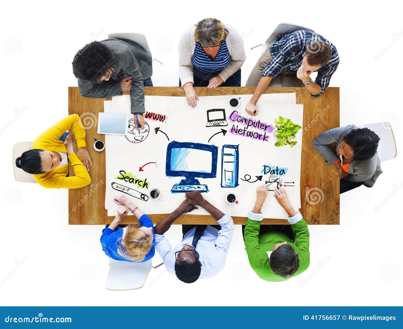 Group of Business People Meeting with Computer Network Concept Stock ... Group of Business People Meeting with Computer Network Concept Stock ...