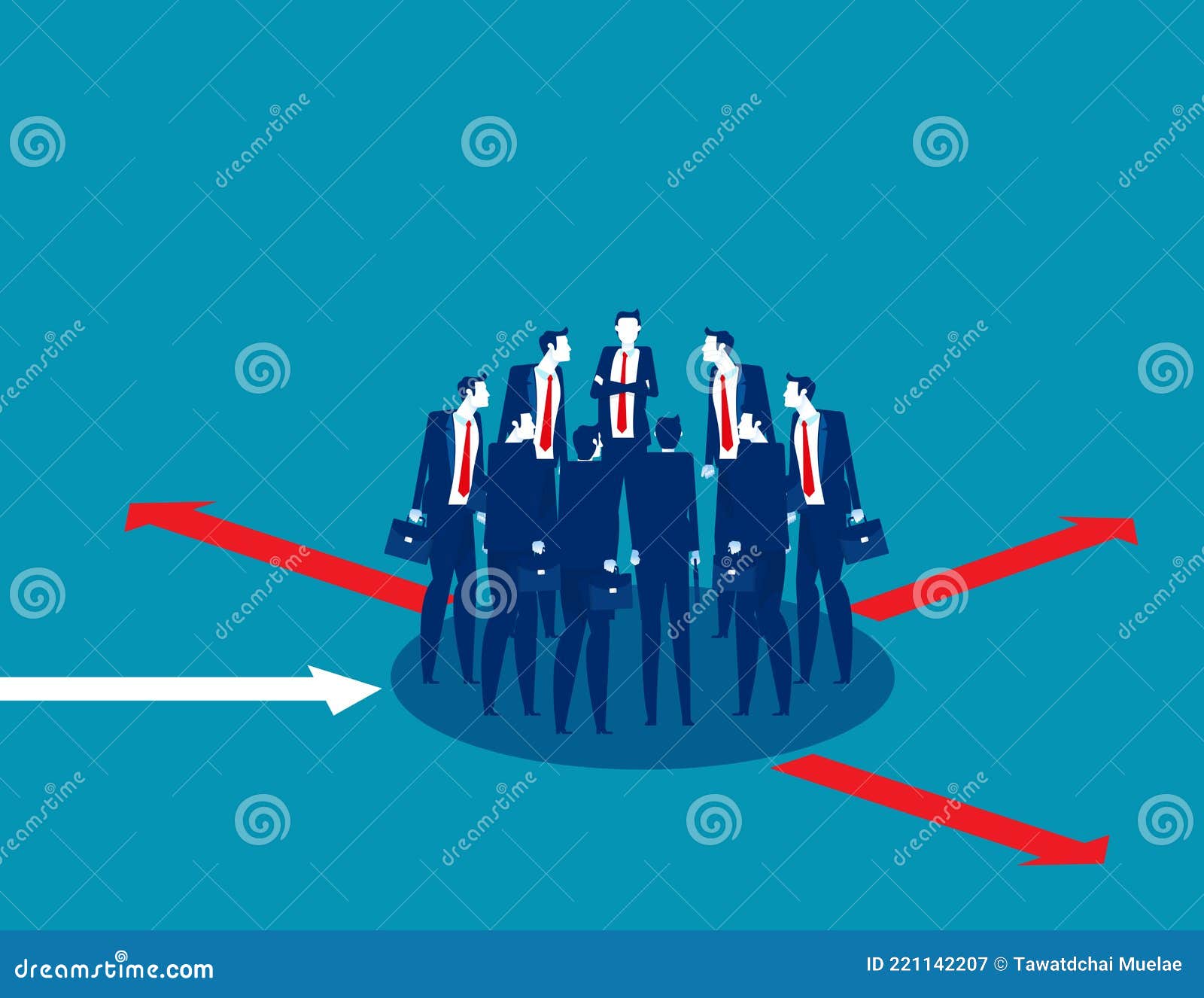 Group of Business People Meeting and Direction Arrows Stock Vector ...