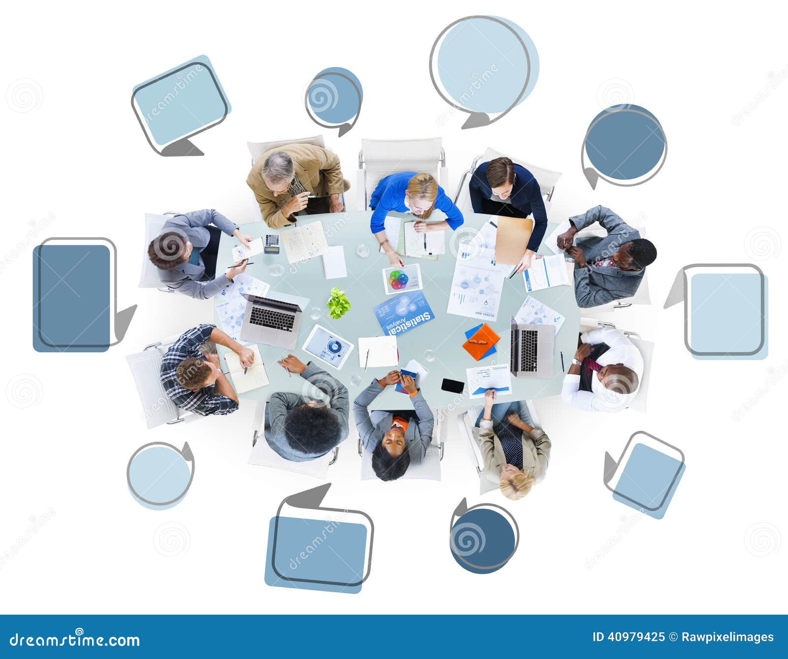 Group of Business People in a Meeting with Speech Bubbles Stock Image ...