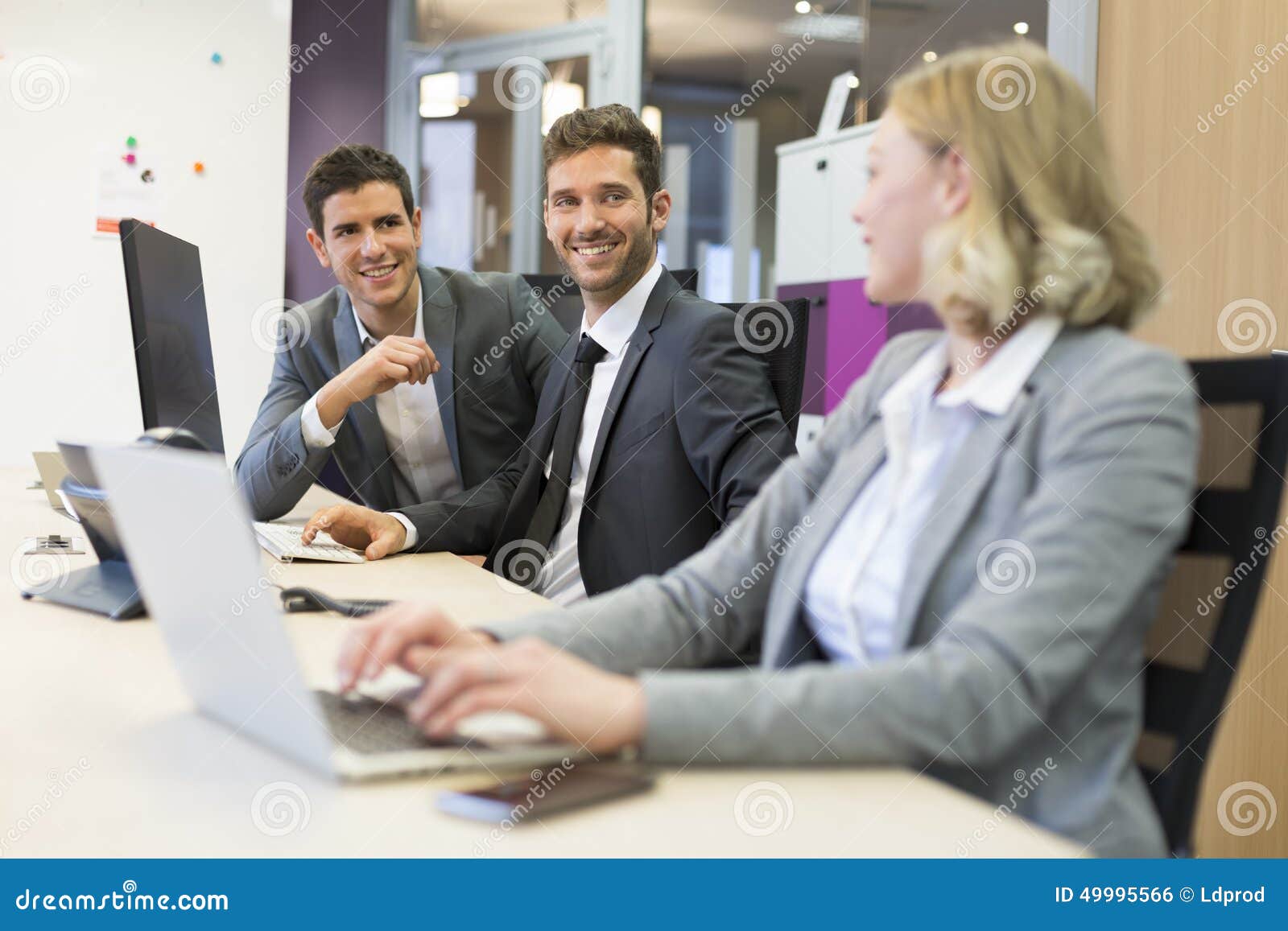 Group of Business People in a Modern Office, Working on Computer Stock ...