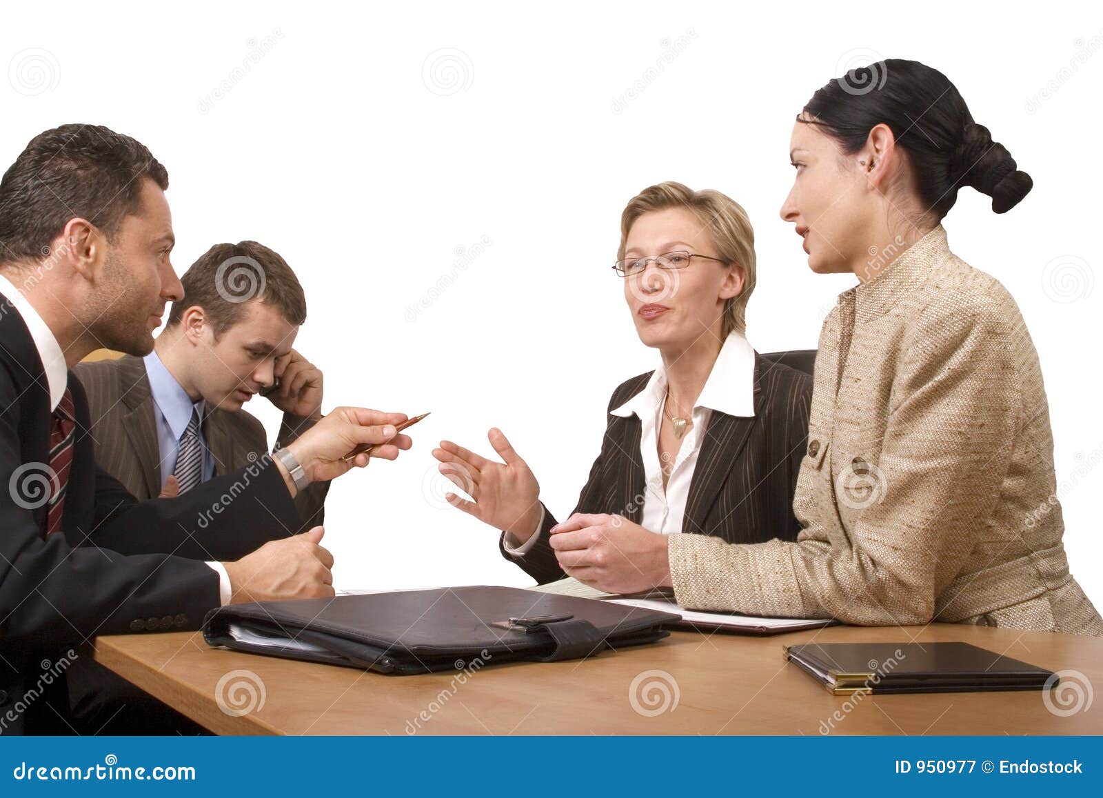 Group of Business People, Negotiate at the Desk Stock Image - Image of ...
