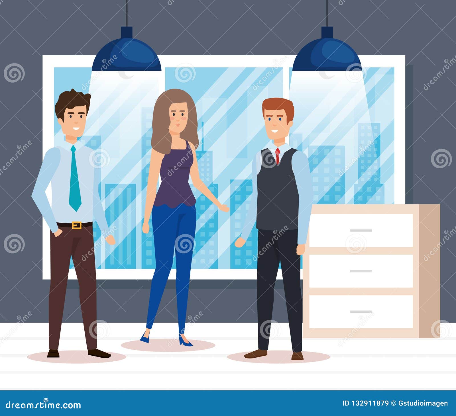 Group of Business People in the Office Stock Vector - Illustration of ...