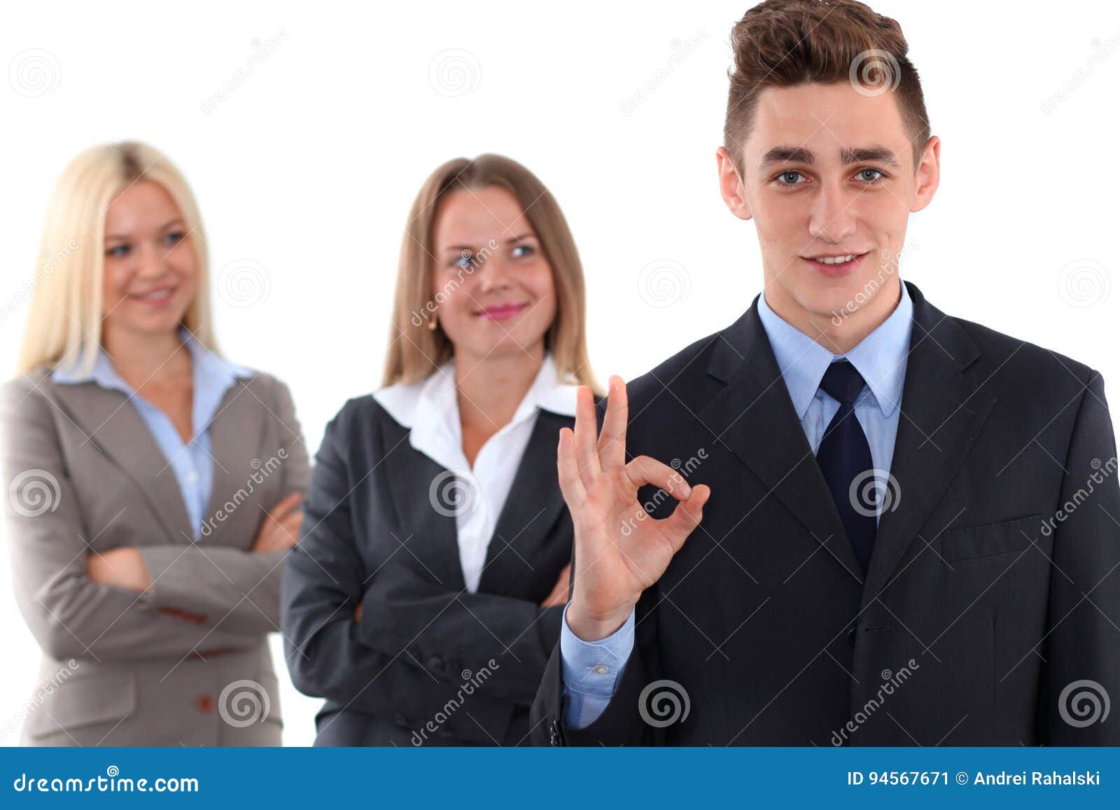 Group of Business People, Ok Hand Sign Stock Image - Image of ...