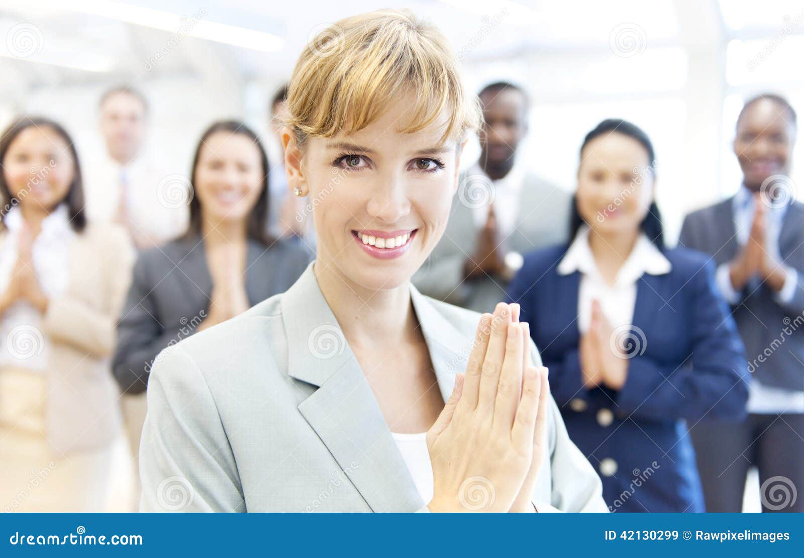 Group of Business People Paying Respect Stock Image - Image of greeting ...