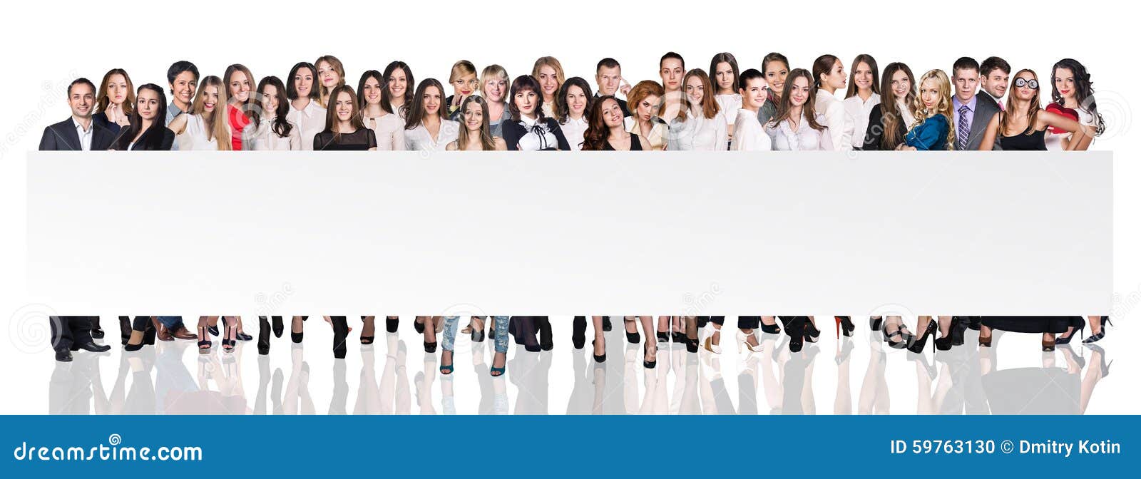 Group of Business People Presenting Empty Banner Stock Photo - Image of ...