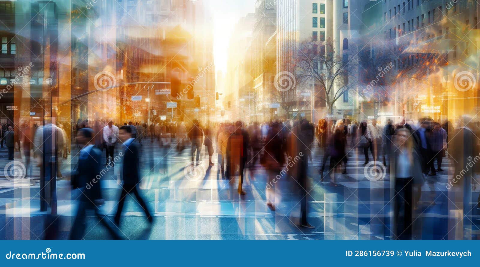 Group of Business People Rushing in the Lobby. Motion Blur, AI ...