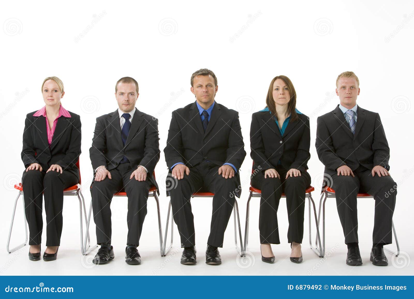 Group of Business People Sitting in a Line Stock Photo - Image of ...