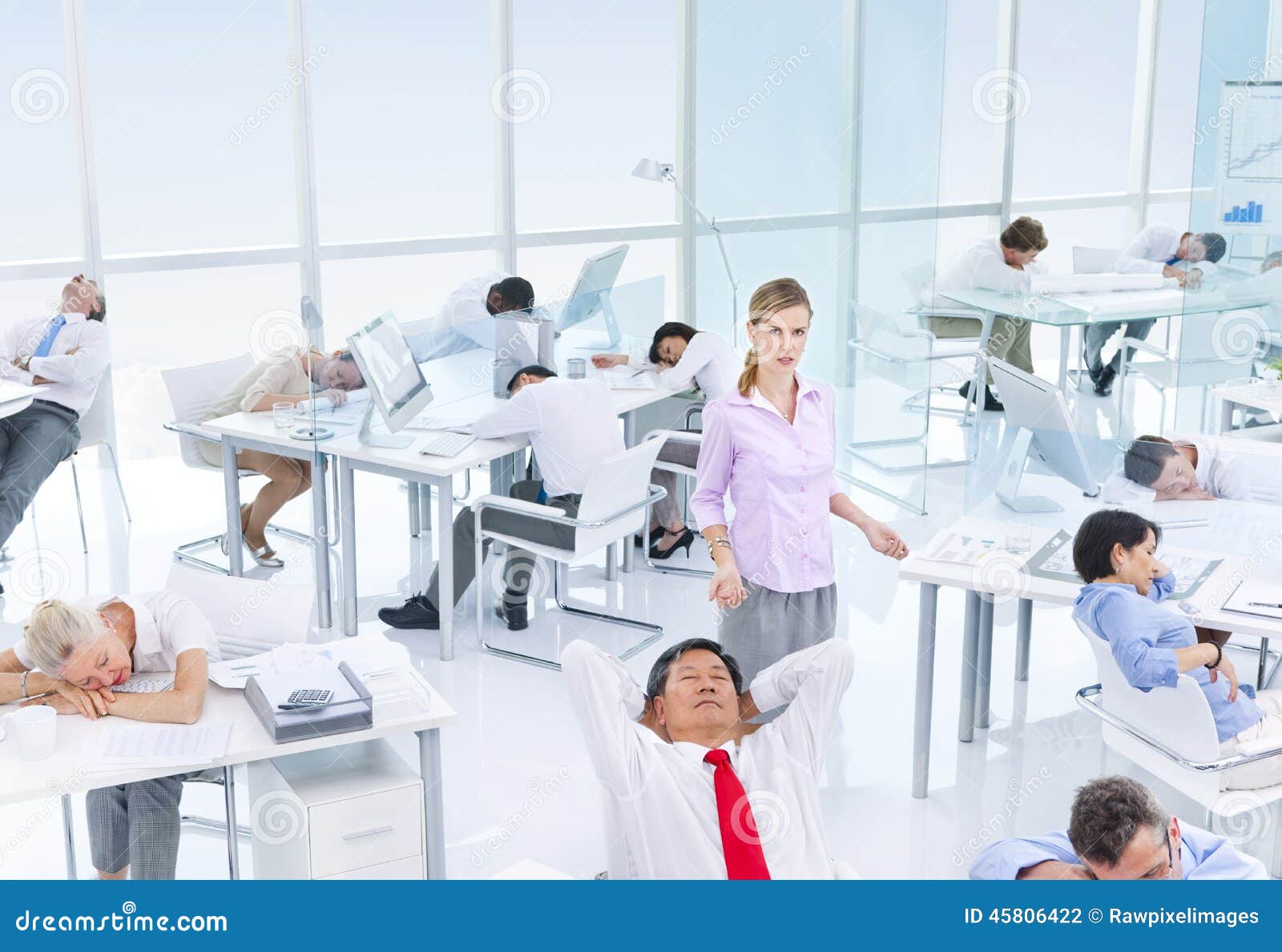 Group of Business People Sleeping in the Office Stock Photo - Image of ...