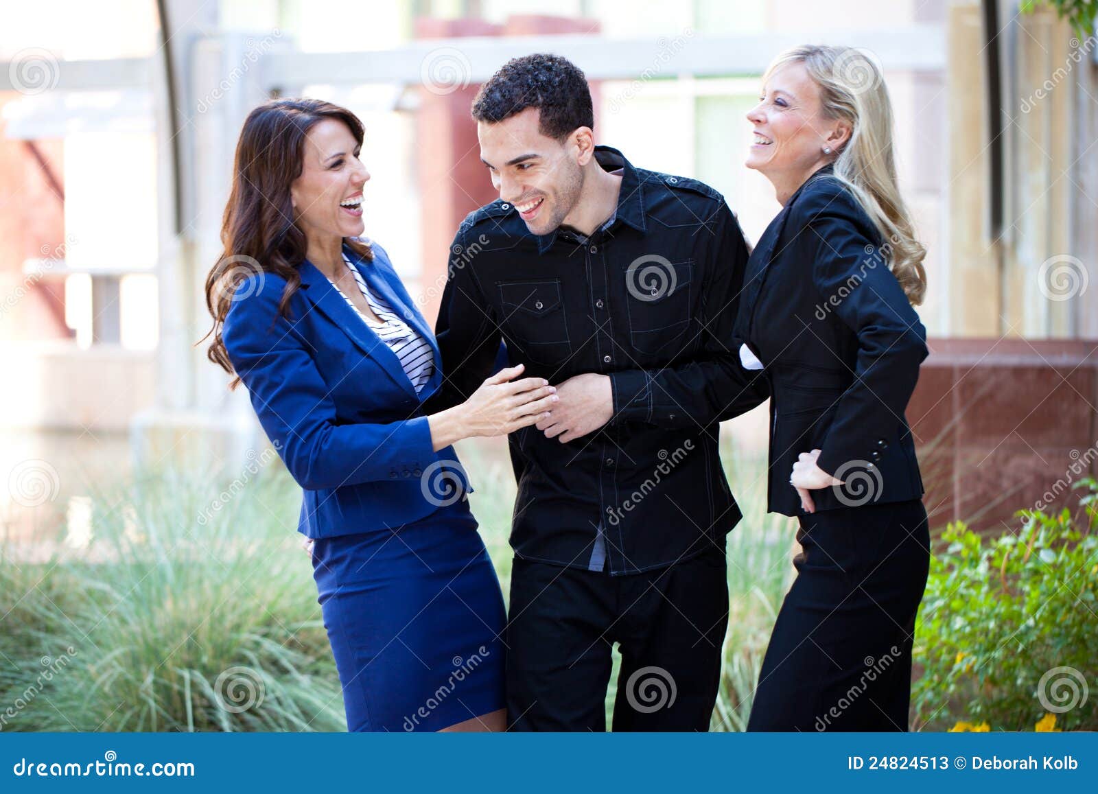 Group of Business People Smiling Outside Stock Image - Image of ...