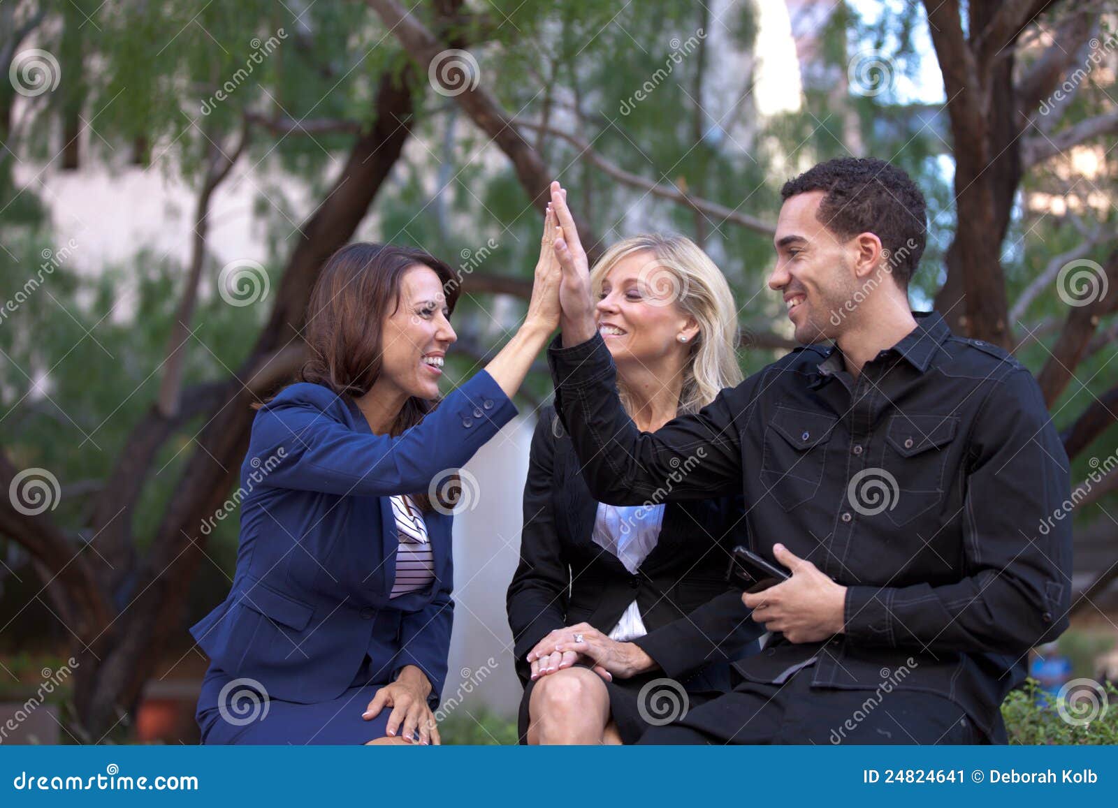 Group of Business People Smiling Outside Stock Image - Image of ...