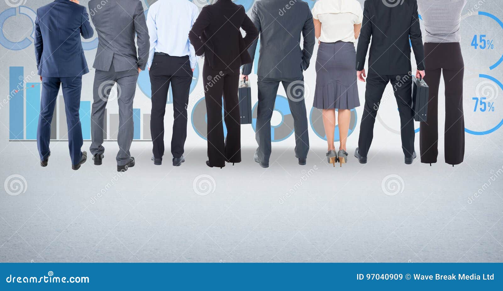 Group of Business People Standing in Front of Statistics Performance ...