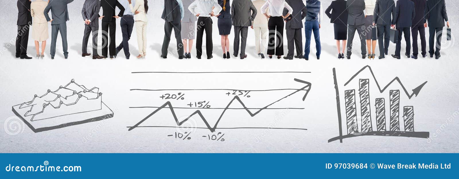 Group of Business People Standing in Front of Statistics Performance ...