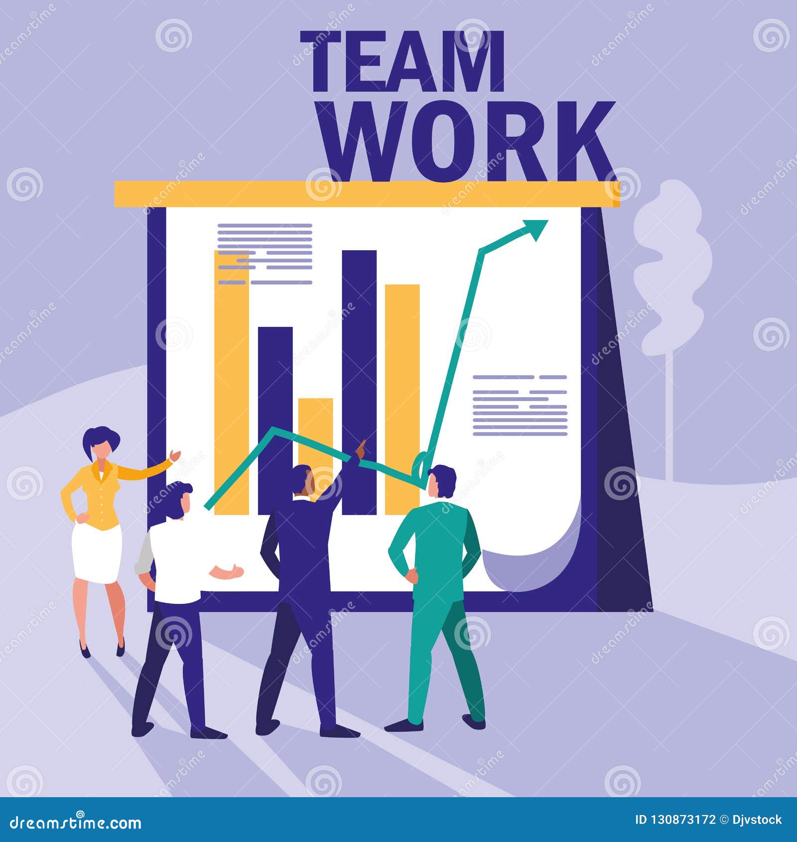 Group of Business People with Statistics Graphic Stock Vector ...