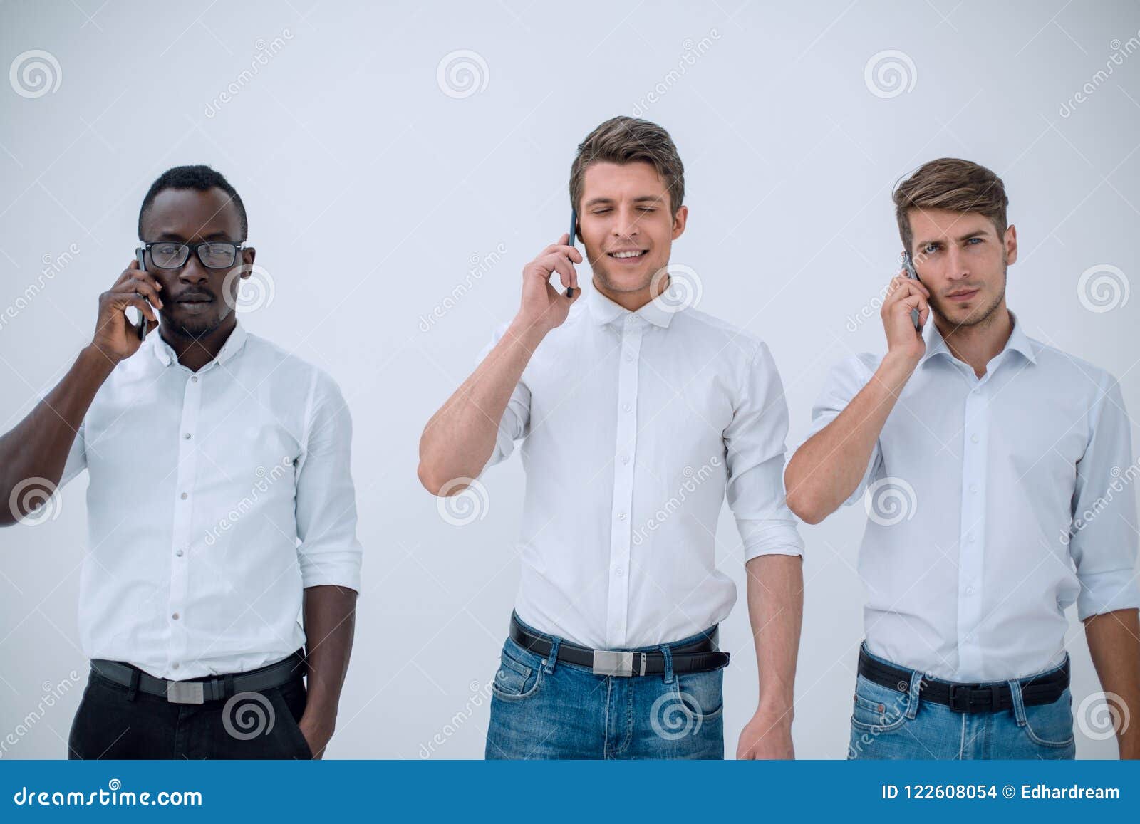 Group of Business People Talking on a Mobile Phone. Stock Photo - Image ...