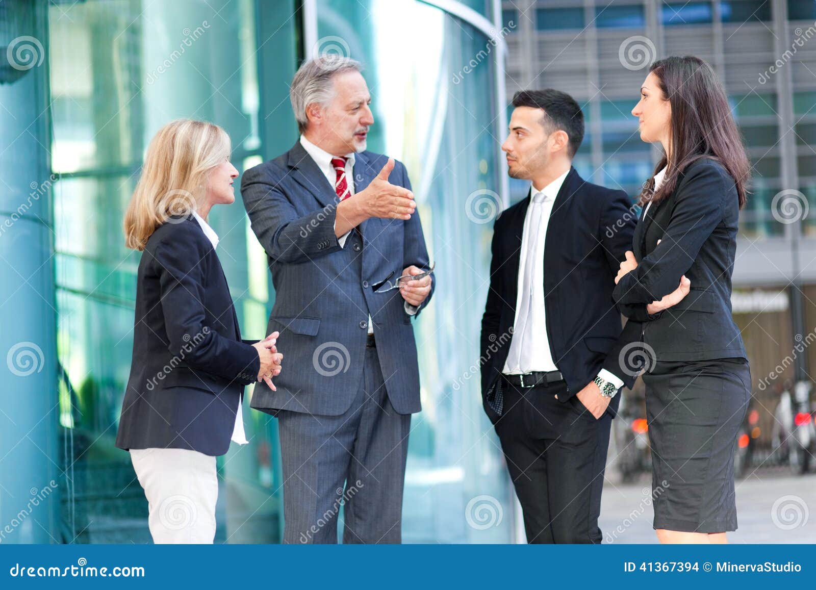 Group of Business People Talking Outdoor Stock Photo - Image of ...