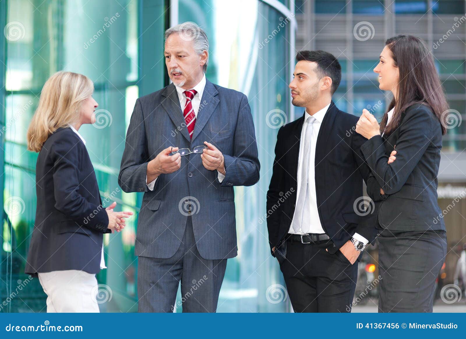 Group of Business People Talking Outdoor Stock Photo - Image of ...