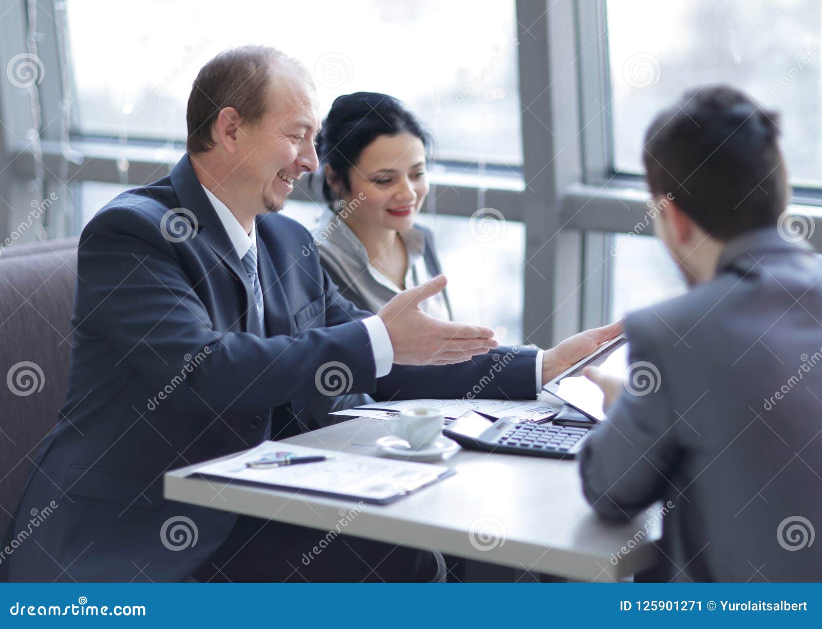 Group of Business People Talking at the Table Stock Image - Image of ...