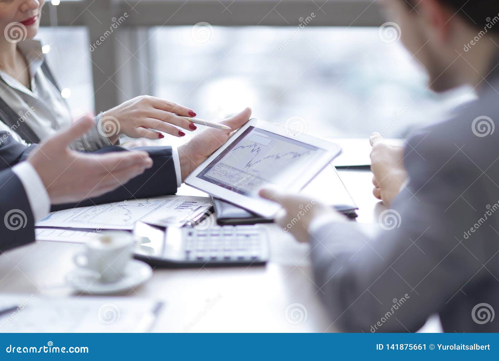Group of Business People Talking at the Table Stock Image - Image of ...