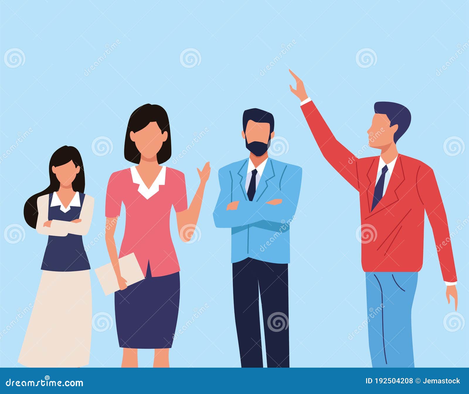 Teamwork Of Characters With Geometric Shapes Set, Corporate Colleague ...