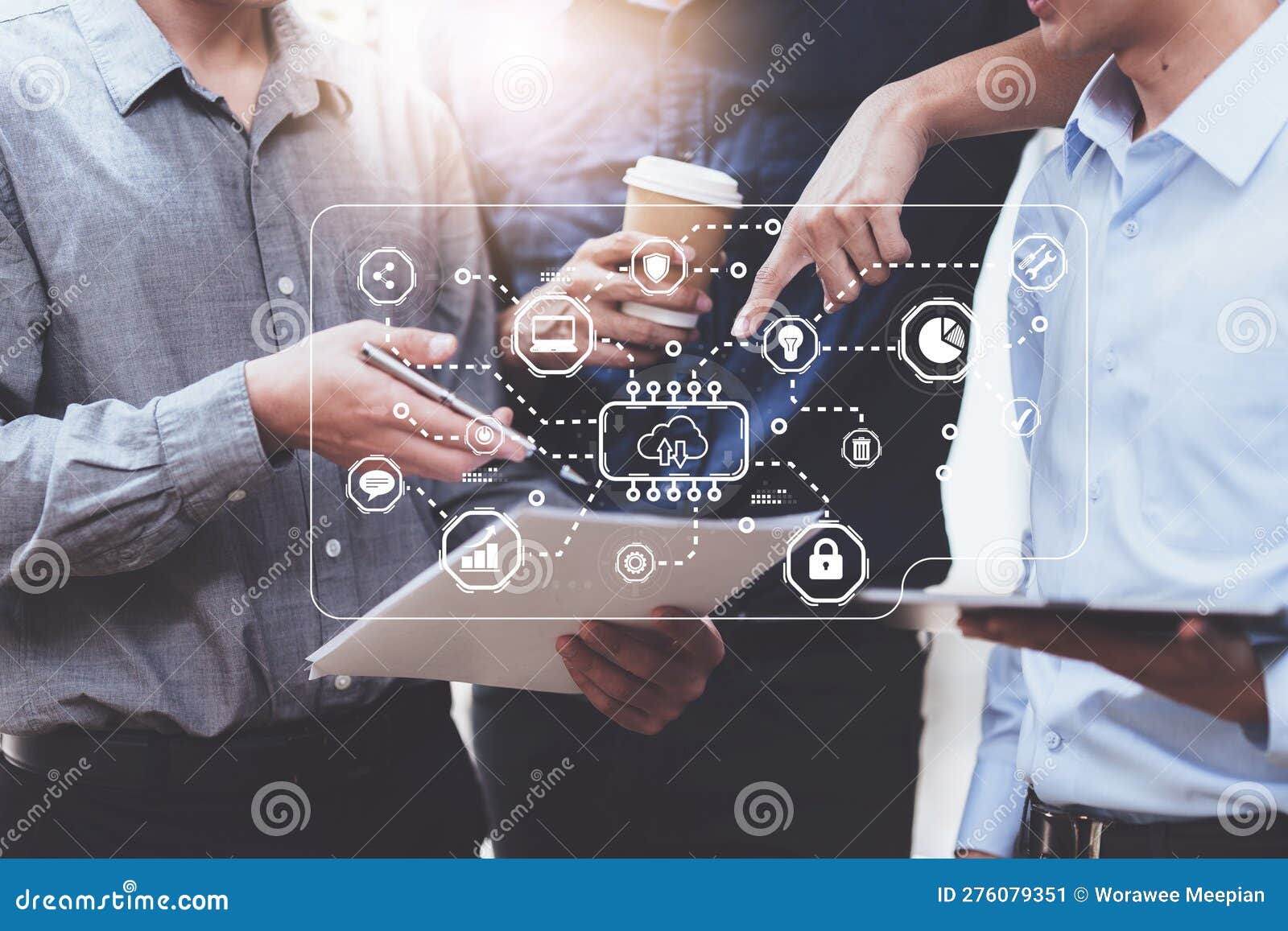 Group of Business People Using AI To Help and Analysis and Research ...