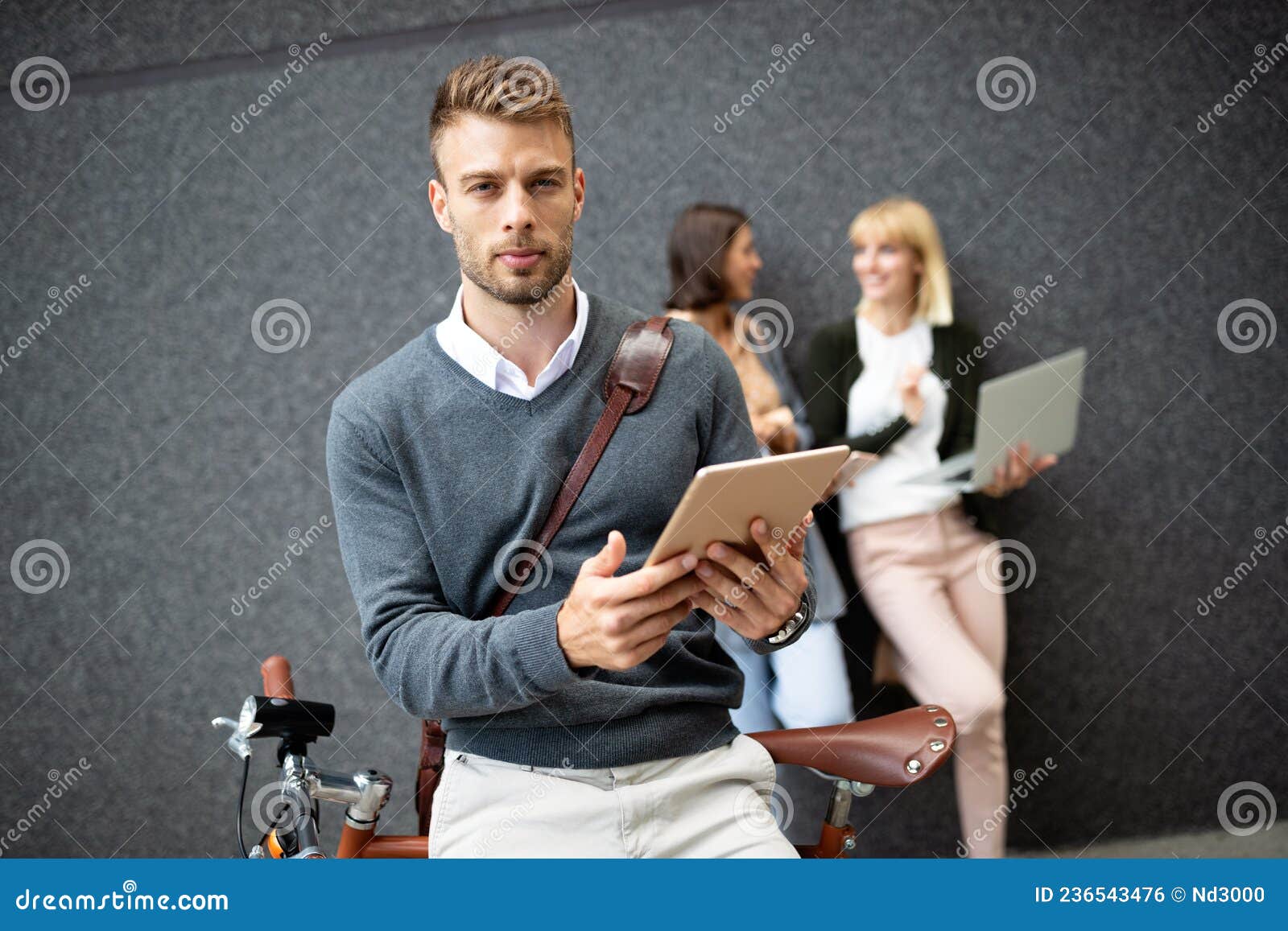 Group of Business People Using Electronic Devices Outdoor Stock Photo ...
