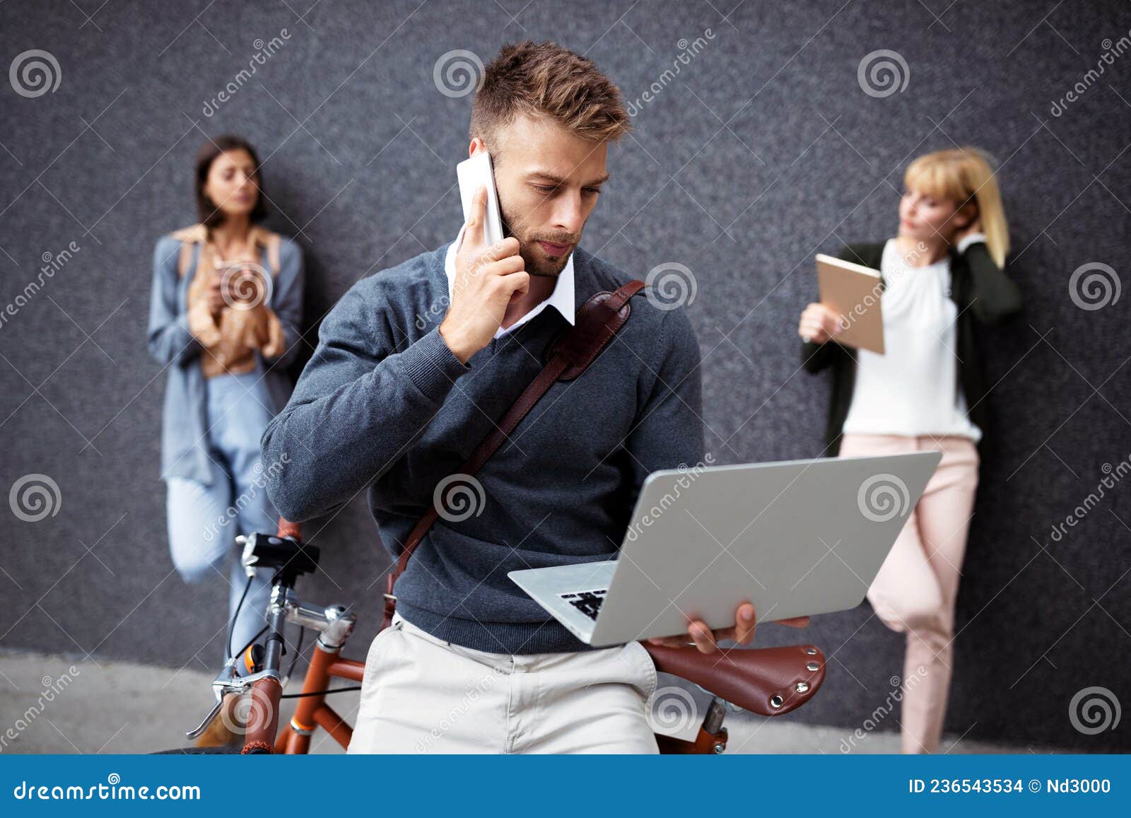 Group of Business People Using Electronic Devices Outdoor Stock Photo ...