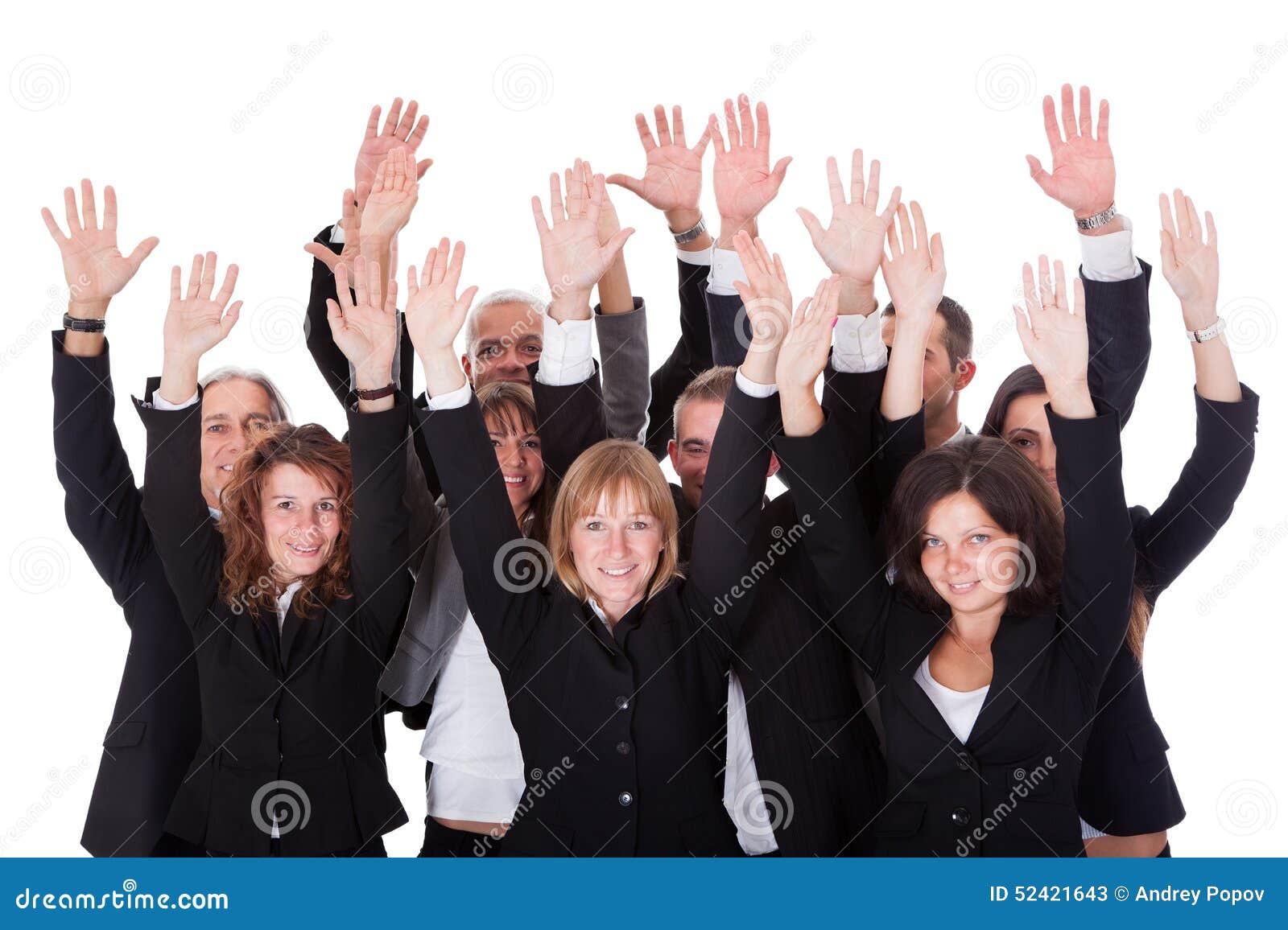 Group of Business People Waving in Acknowledgment Stock Image - Image ...