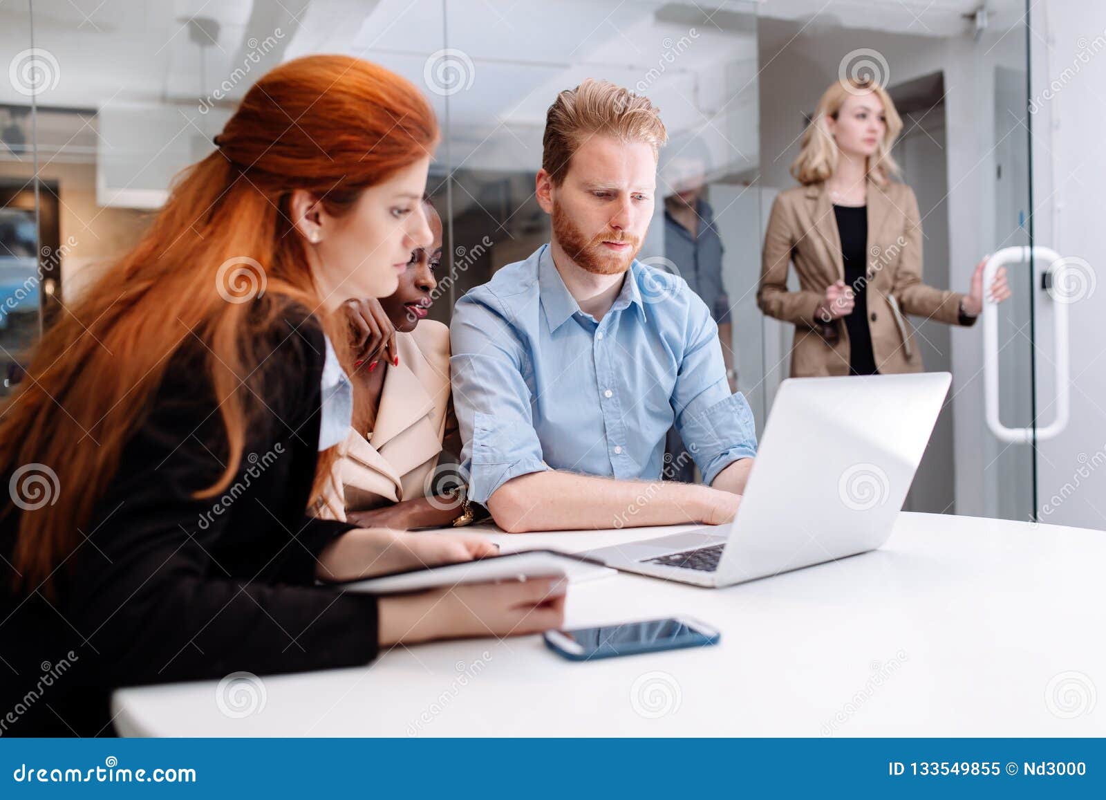 Group of Business People Working in Office Stock Image - Image of ...
