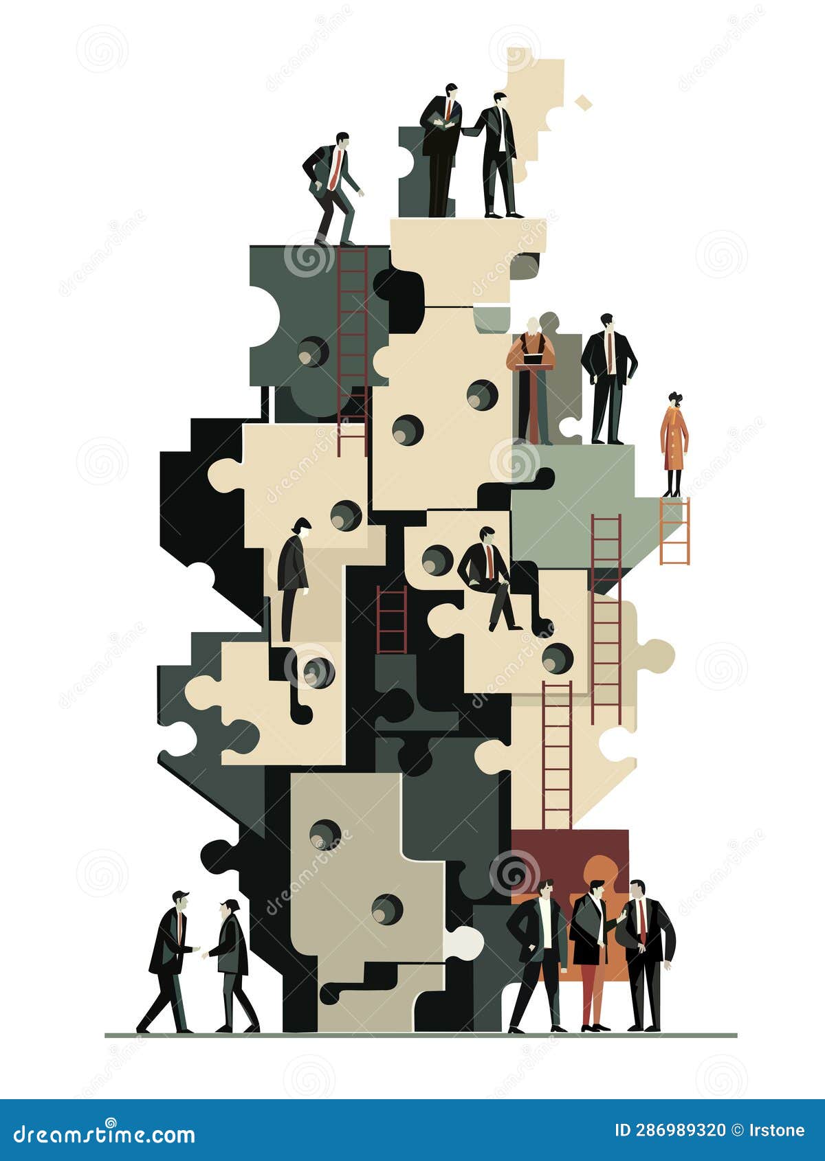 Group Business People Working with Puzzles, Working Together, Help and ...