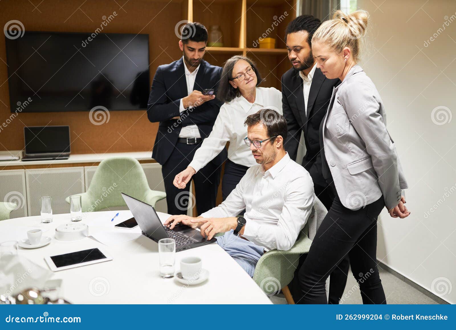 Group of Business People Working Together on Laptop Pc Stock Photo ...
