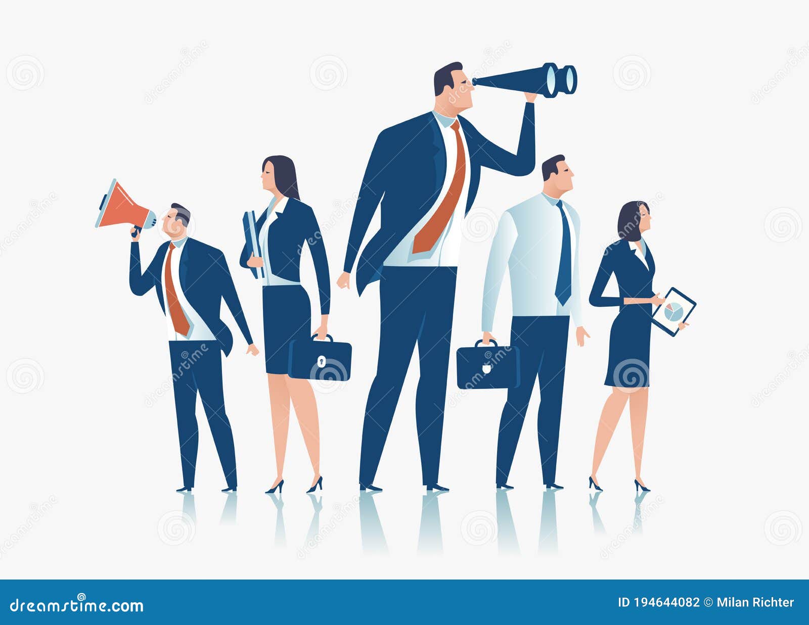 The Successful Team of Five Persons Stock Vector - Illustration of ...