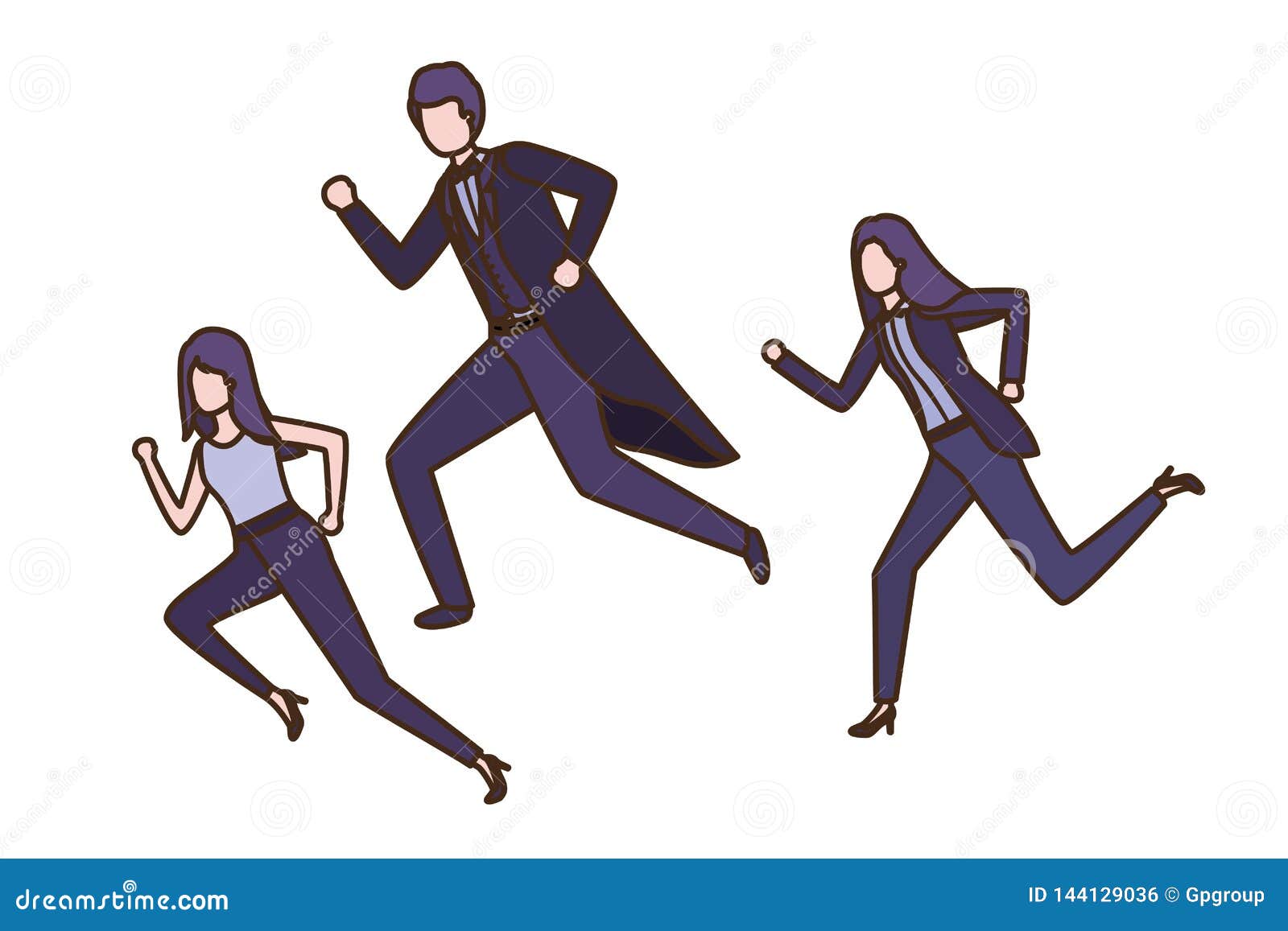 Group of Business Running Avatar Character Stock Vector - Illustration ...